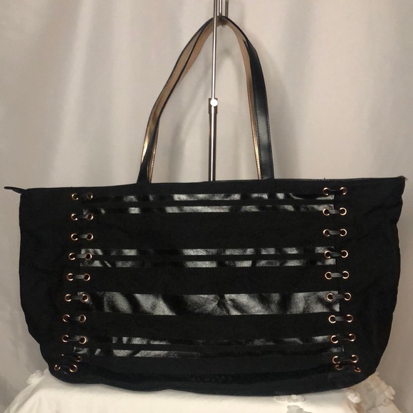 Victoria's Secret | Bags | Victorias Secret Black And Rose Gold Lace Up ...